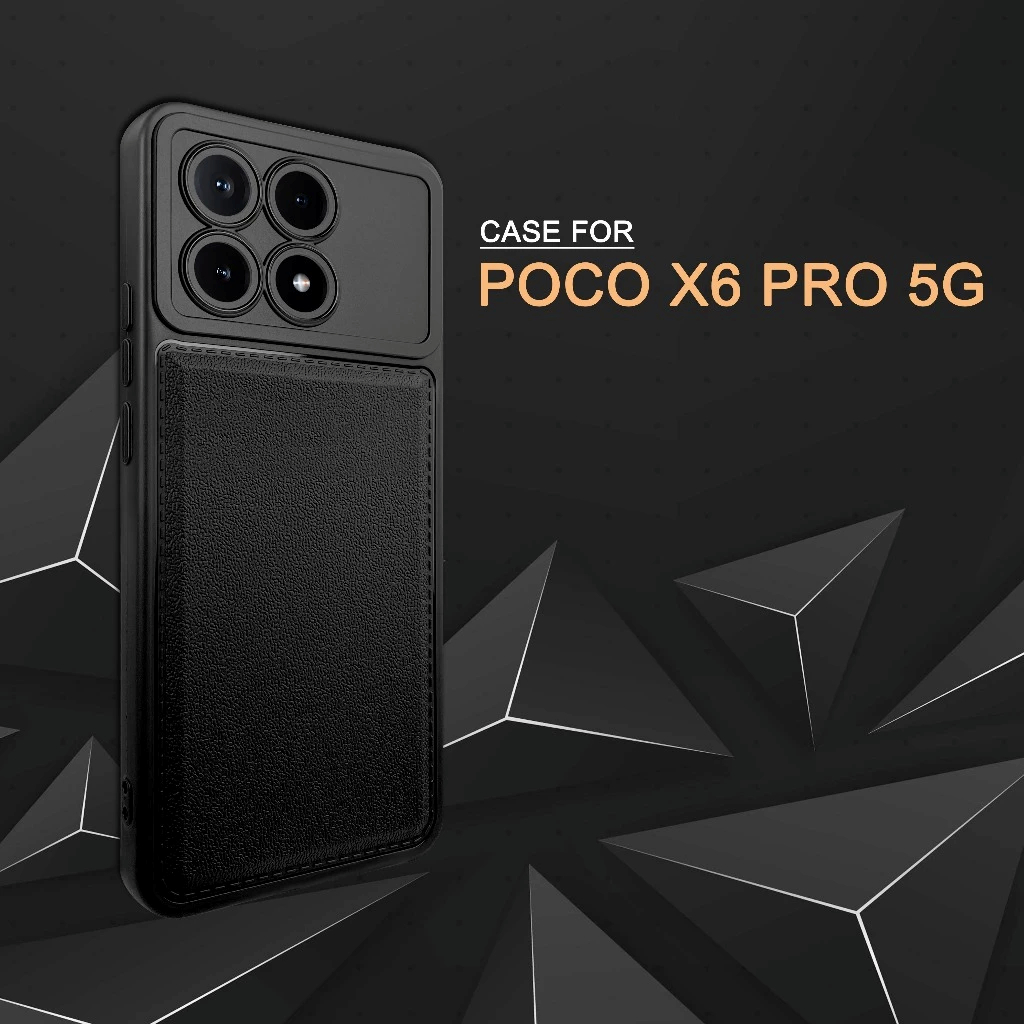 Jual Case Xiaomi Poco X6 Pro 5G Case Softcase LEATHER BLACK CAMERA ...
