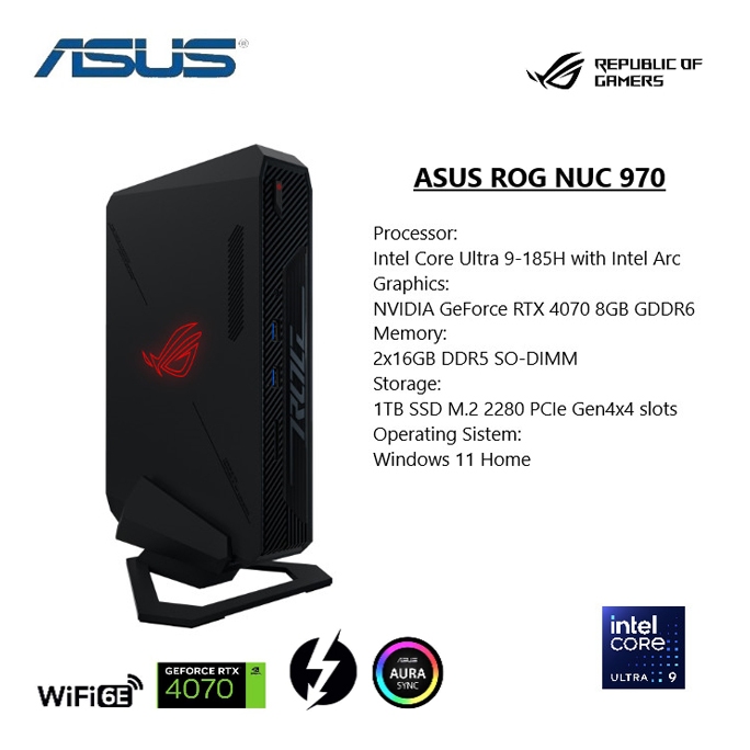 Jual ASUS ROG NUC 970 Mini PC NUC14SRKU9 INTEL ULTRA 9 185H 32GB SSD ...