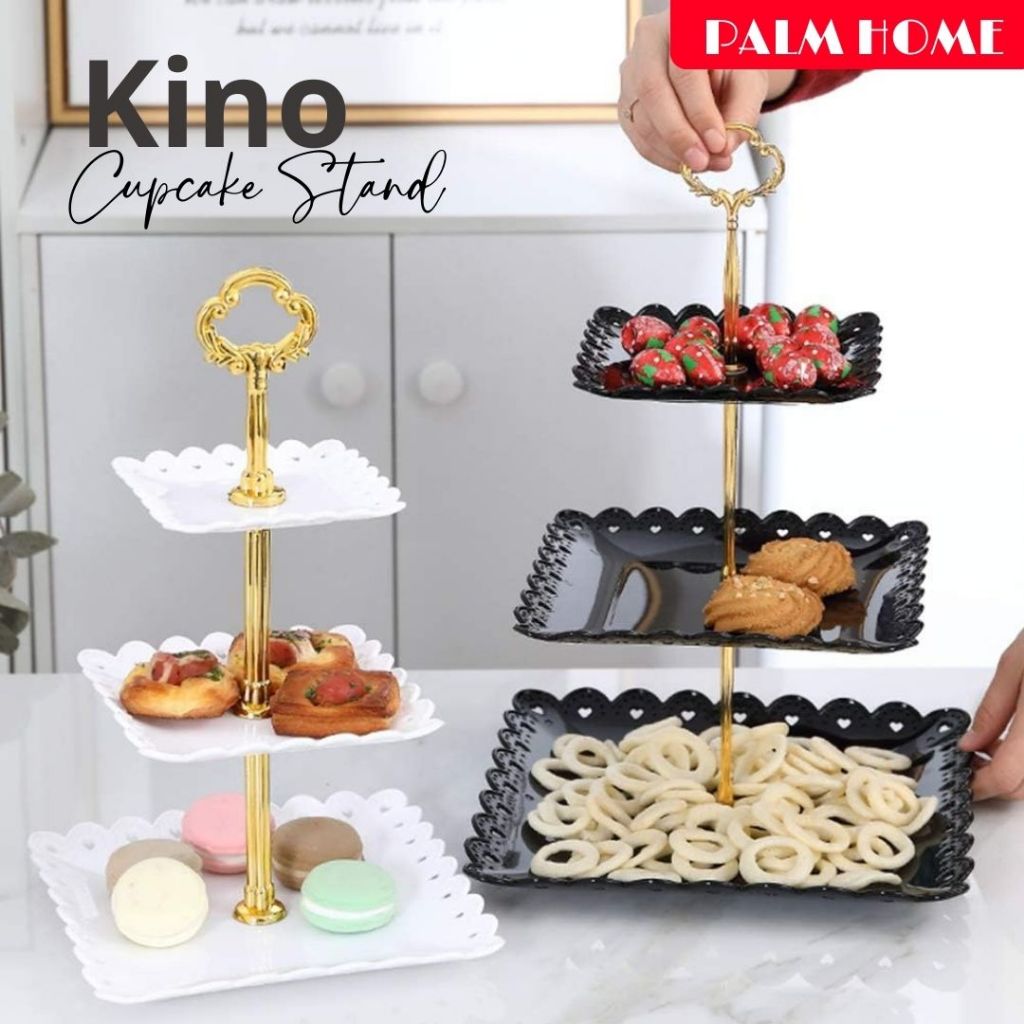 Jual Piring Rak Tingkat 3 Susun Tempat Makan Kue Buah Cake Plate Stand ...