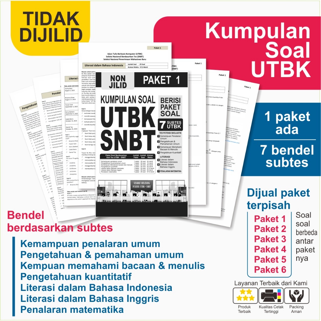 Jual Paket Kumpulan Soal-Soal UTBK SNBT SNMPTN Lengkap Semua Subtes ...