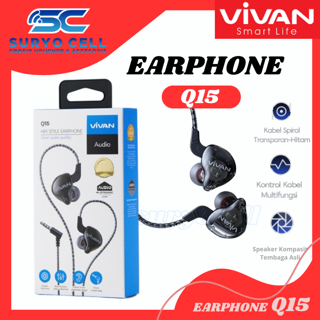 Jual VIVAN Earphone In Ear Kabel Stereo Powerfull Bass Wired Headset ...