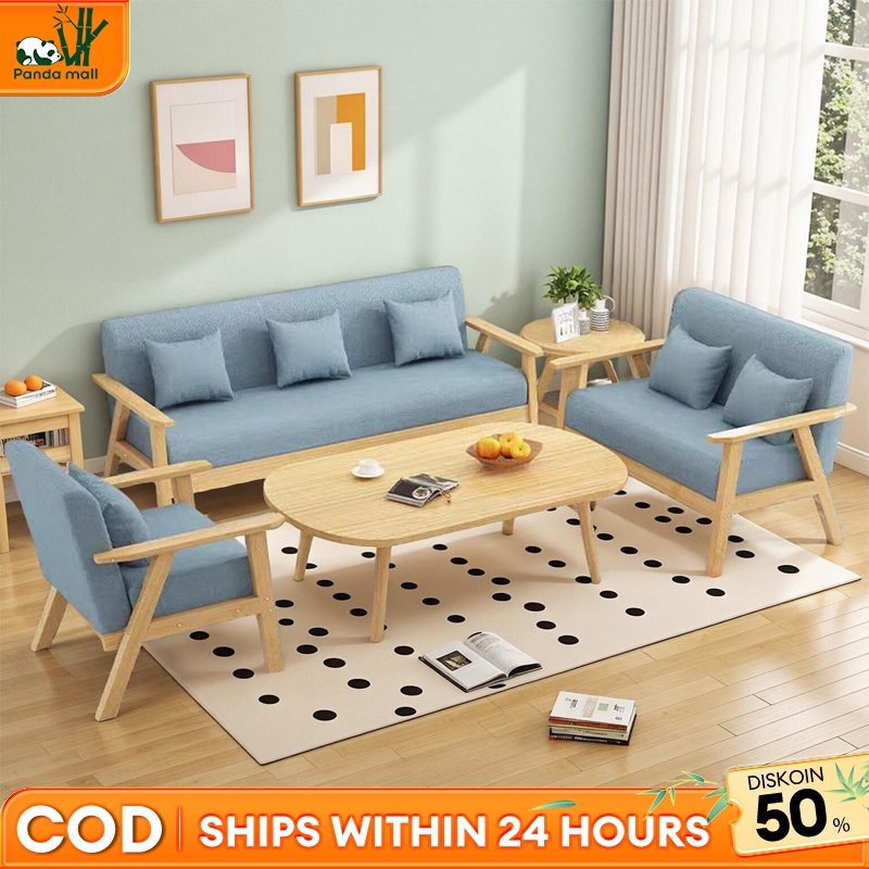 Jual Sofa Bed 3/2/1 Seater Kayu Solid Kursi Ruang Sofa Empuk Solid Sofa ...