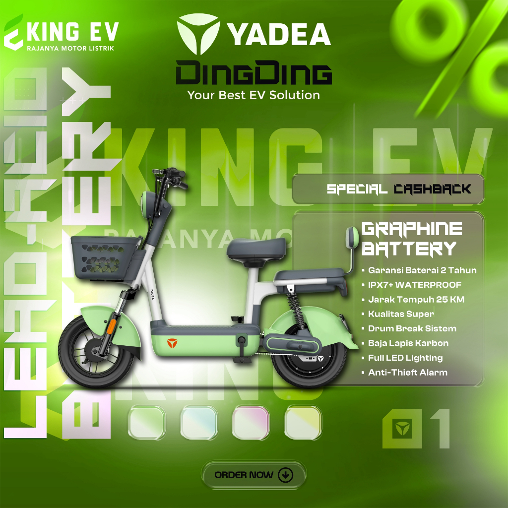 Jual Sepeda Listrik YADEA DingDing Electric Bike Power 350W Full LED Lighting Garansi Resmi ...