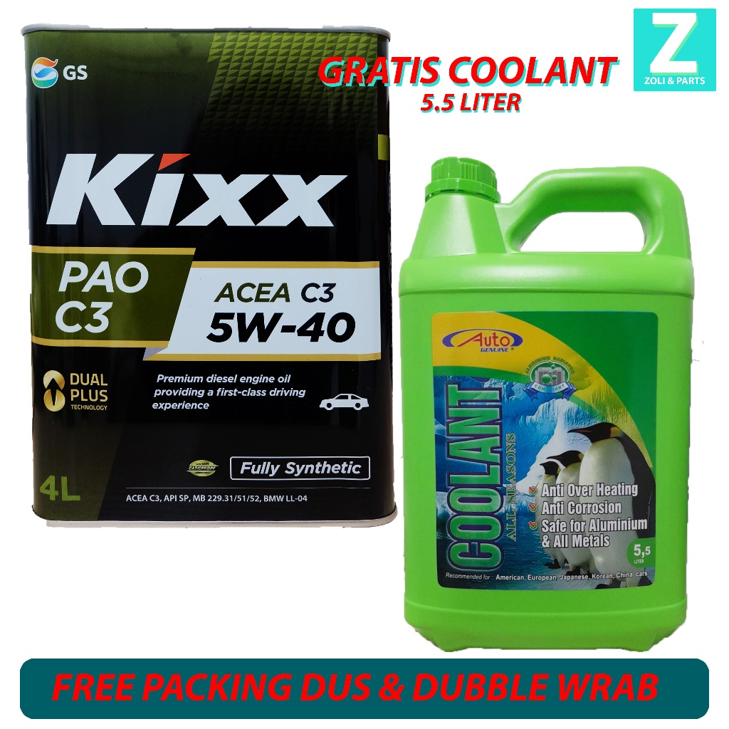 Jual PAO C3 5W-40 Fully Synthetic 4 LITER Free Coolant 5.5 Liter ...