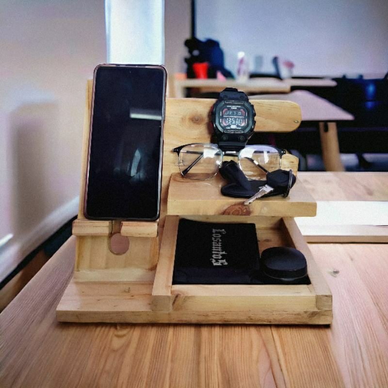 Jual Tempat Hp (Stand Hp) + jam tangan serbaguna dari kayu/ stand hp ...