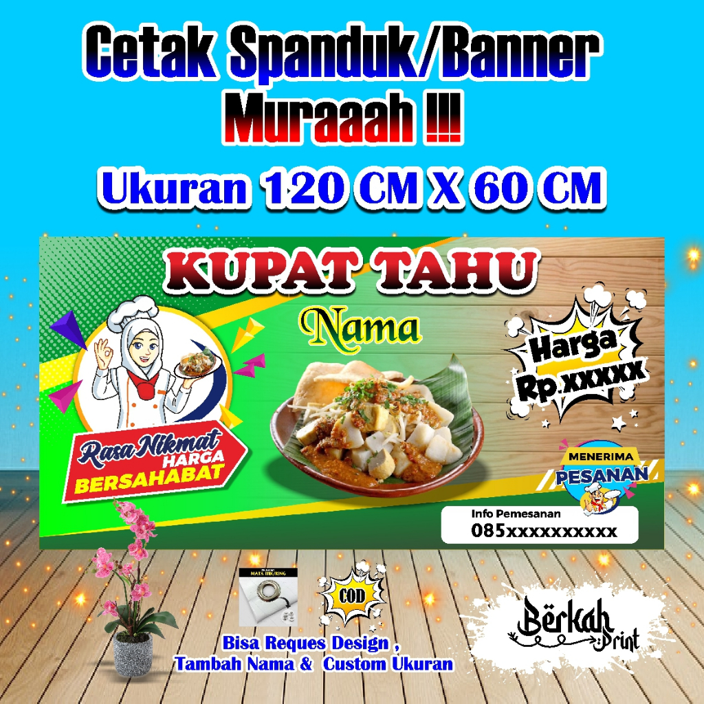 Jual Spanduk Banner kupat Tahu Ukuran 120 cm x 60 cm | Shopee Indonesia