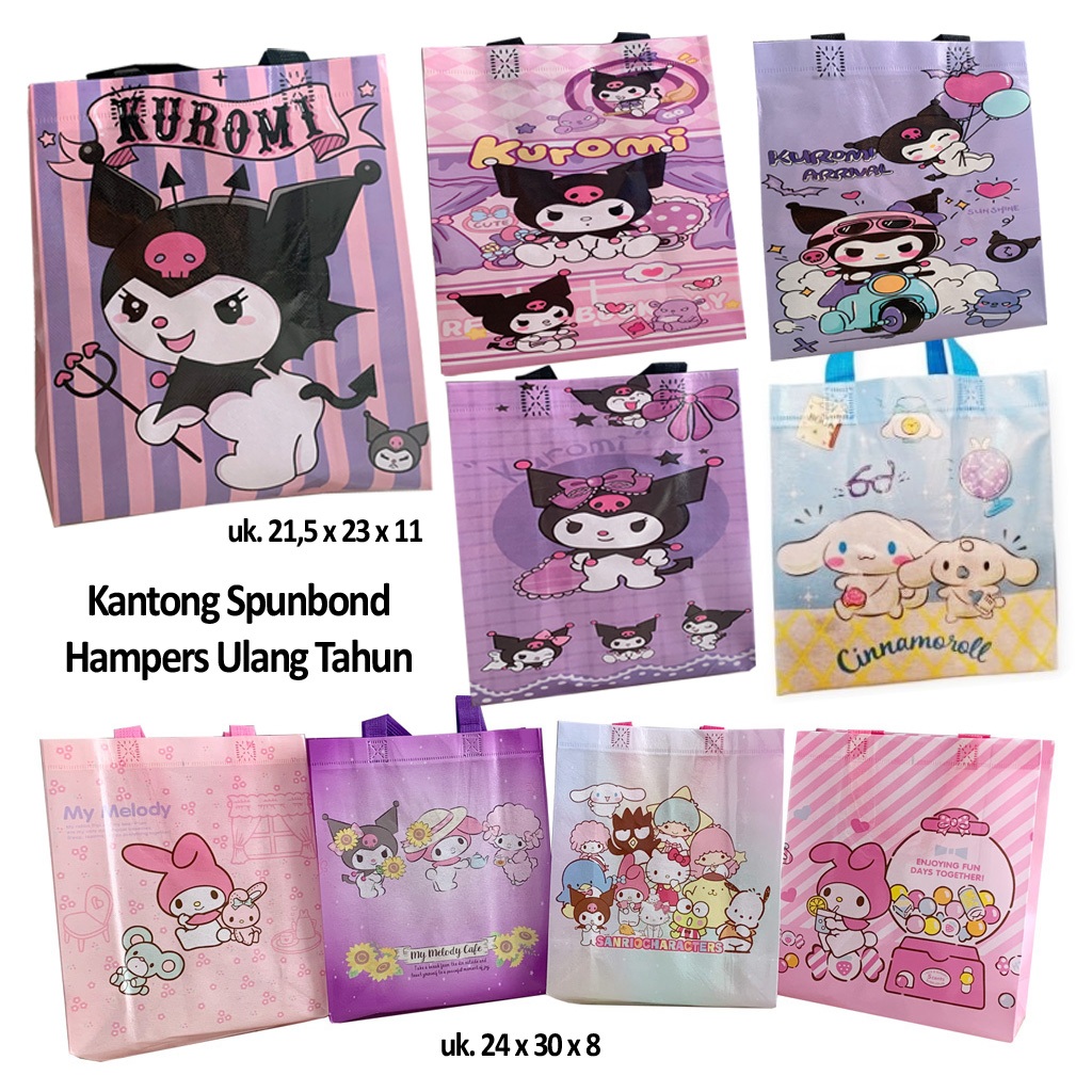 Jual Kantong Goodiebag Tas Spunbond Laminasi Sanrio Kuromi Cinnamoroll ...