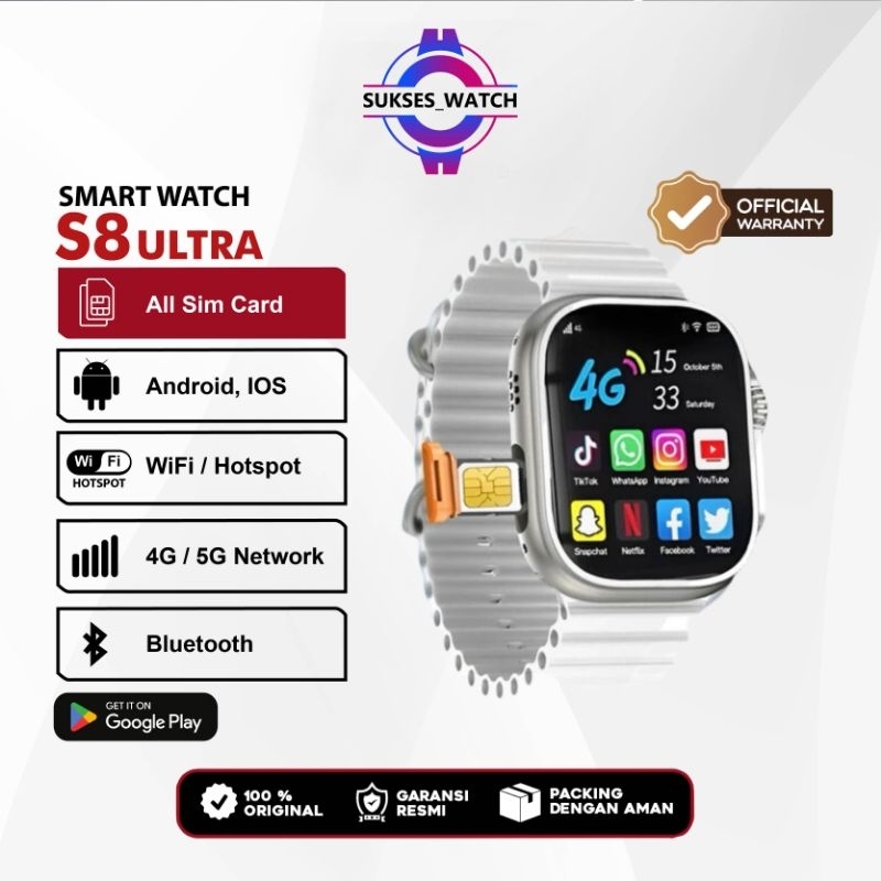 Jual S8 ULTRA SMARTWATCH 4G ( SIM CARD ) | Shopee Indonesia