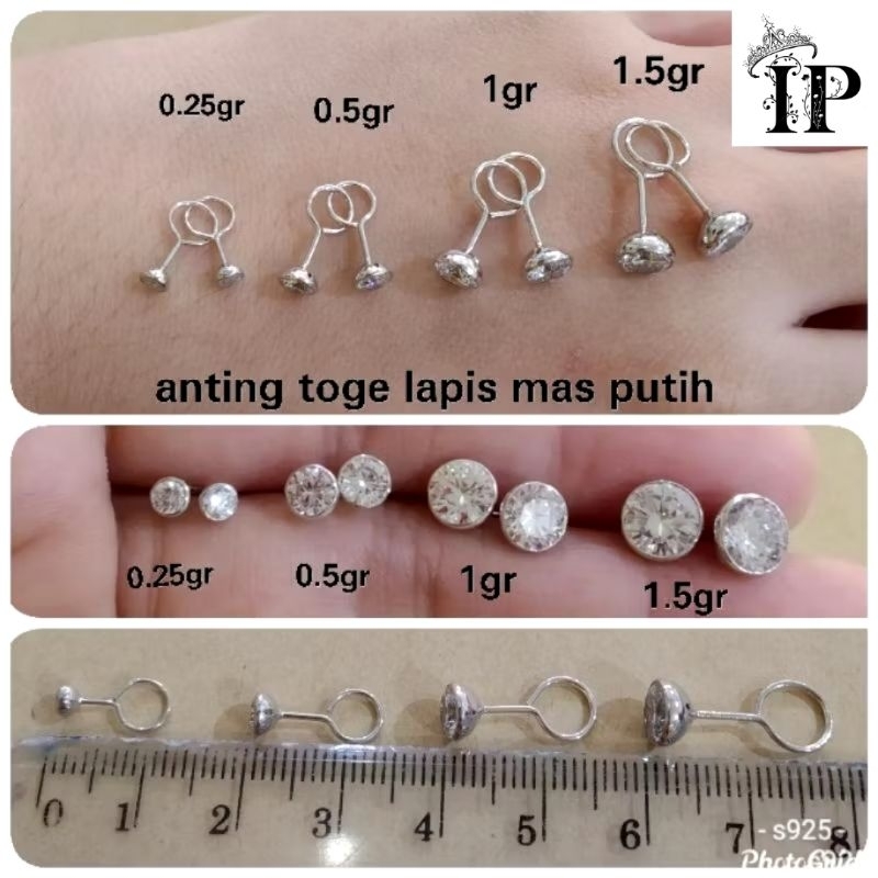 Jual Anting Perak Asli Silver 925 Lapis Emas Putih Asli Model Toge Permata - Anting Anti Karat ...