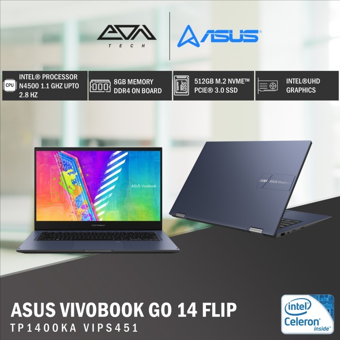 Jual Laptop ASUS VivoBook Go 14 Flip TP1400KA-VIPS451 N4500/8GB/512GB ...