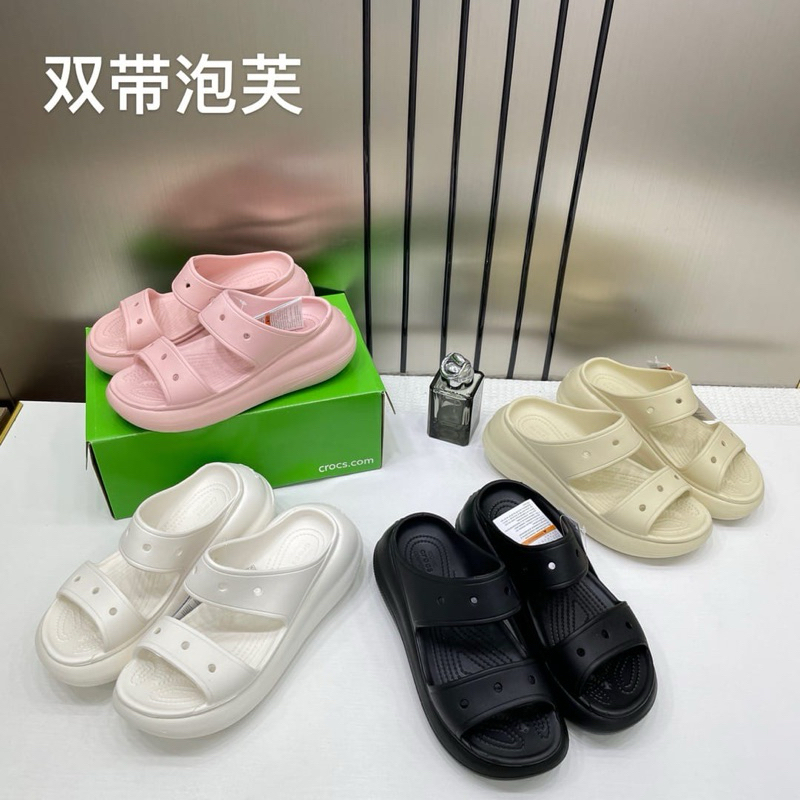 Jual Sandal Wanita Crocs Crs011 Sendal Slip On Flat | Shopee Indonesia