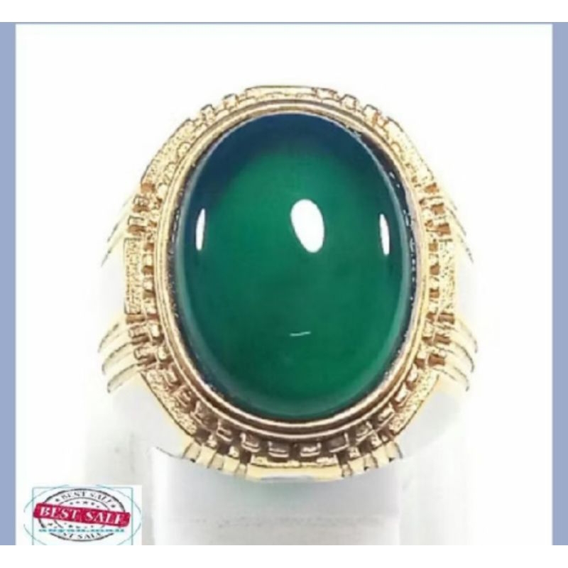 Jual cincin batu akik natural green chalcedon atau ijo botol (kantoran ...