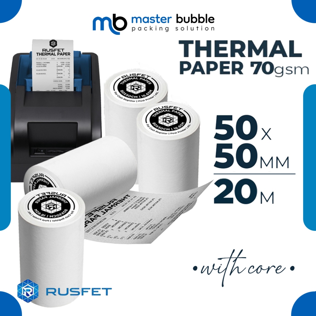 Jual Kertas Termal Label RUSFET With Core Sticker Paper Thermal Printer ...