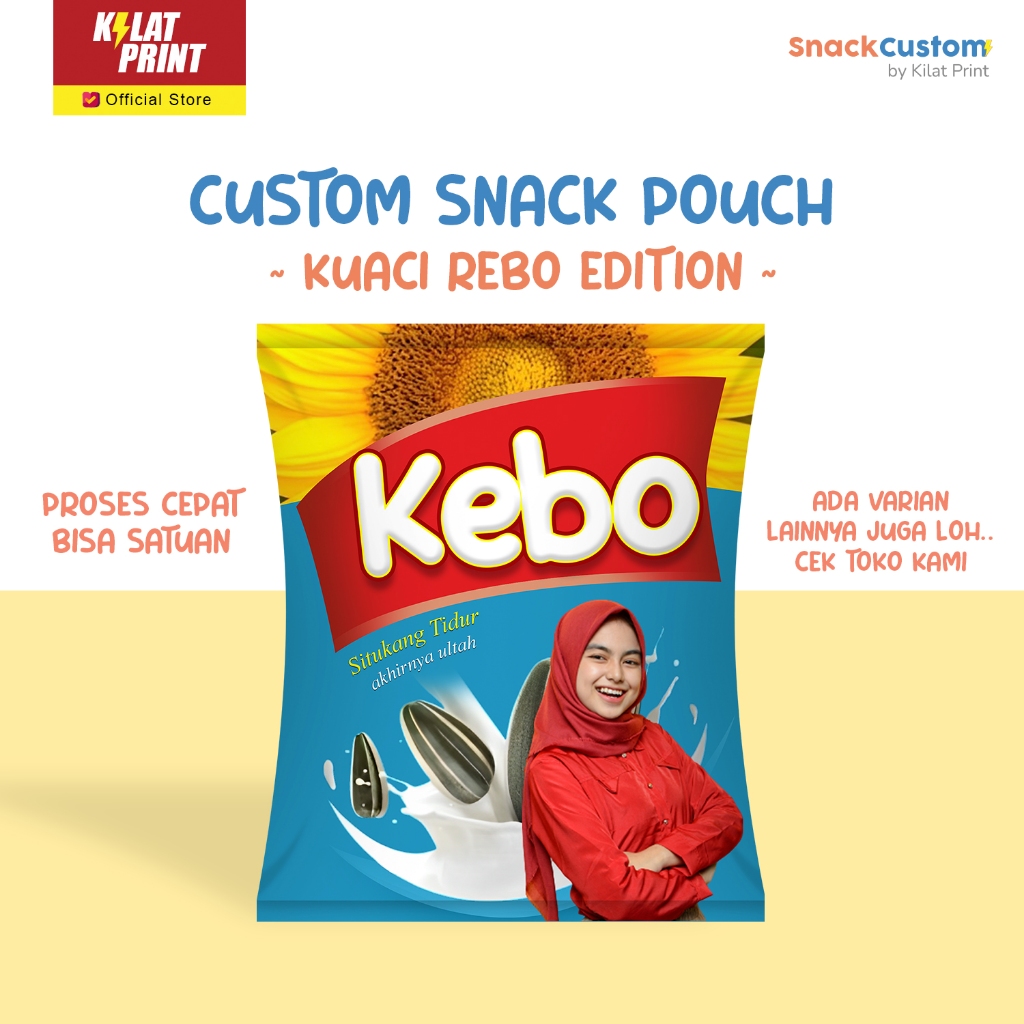 Jual Snack Custom Foto Teks Bungkus Pouch Jumbo Ala Kuaci Rebo | Shopee ...