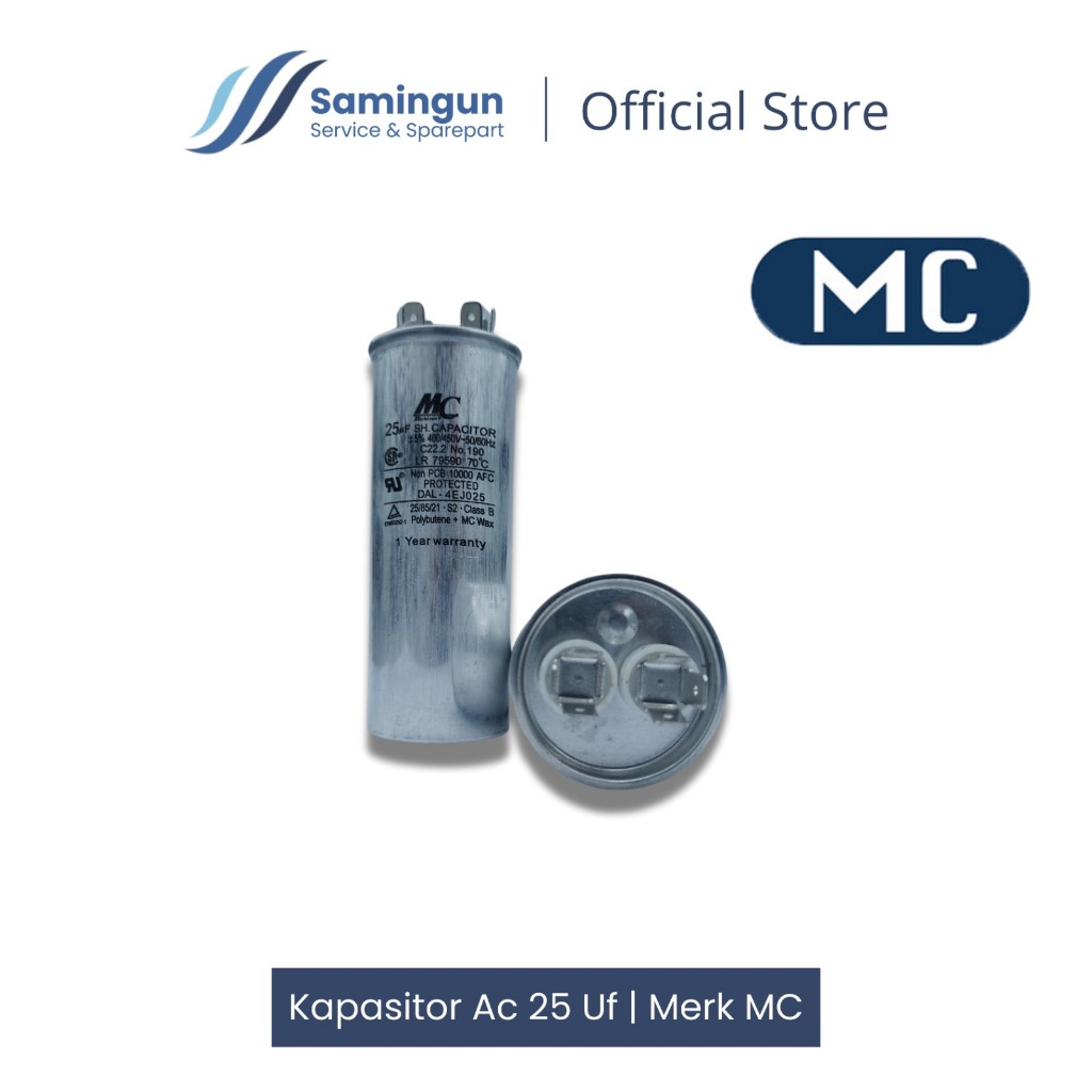Jual Kapasitor AC 25 uF Merk MC / CAPASITOR 25 MICRO / 25 MIKRO 400/450V-50/60Hz | Shopee Indonesia