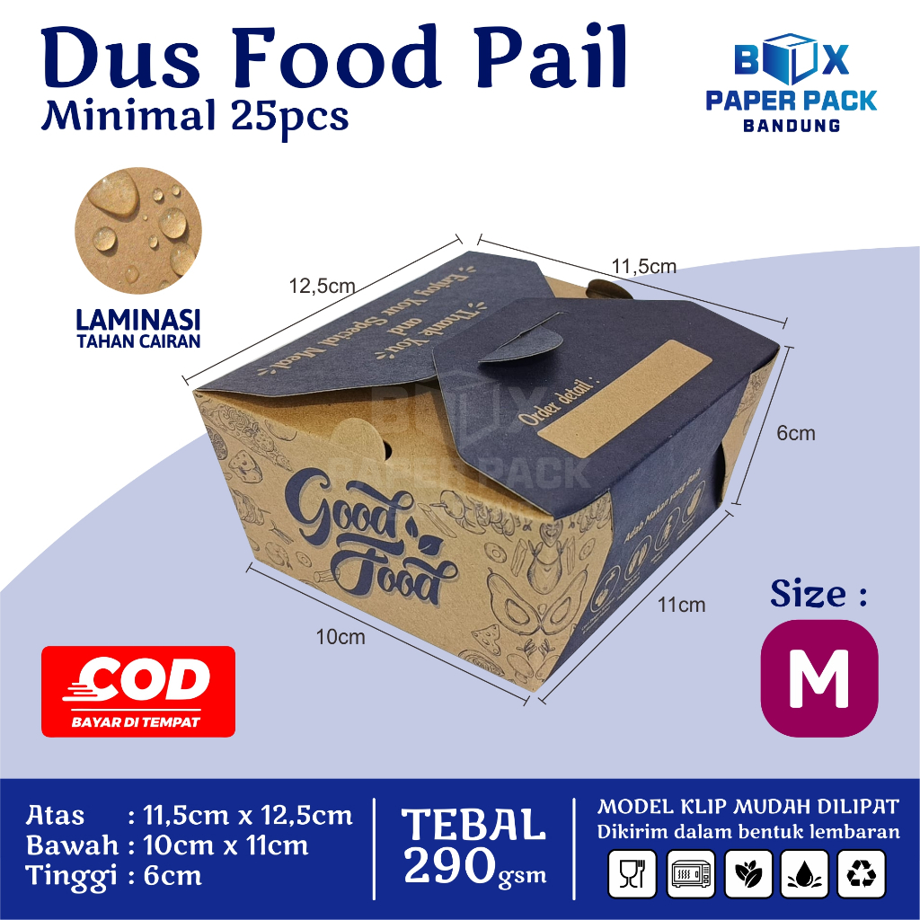Jual Food Pail Motif Rice Box 290gsm Paper Lunch Box Kertas Dus Makanan ...