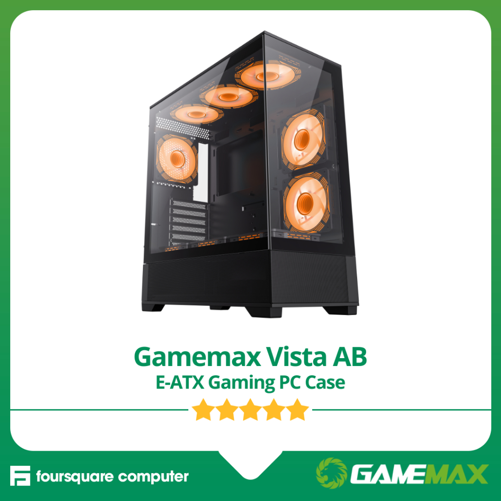 Jual Gamemax Vista AB Black + 6x ARGB Fan E-ATX CPU PC Gaming Case ...