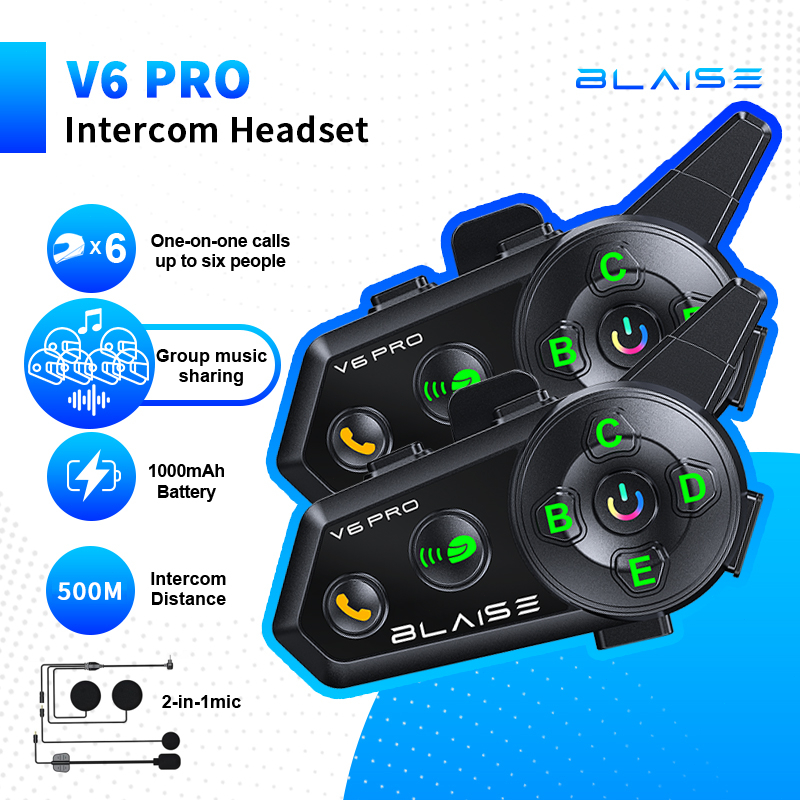 Jual BLAISE V6 PRO Intercom Helm Interkom buat 6 Riders Musik Sharing ...