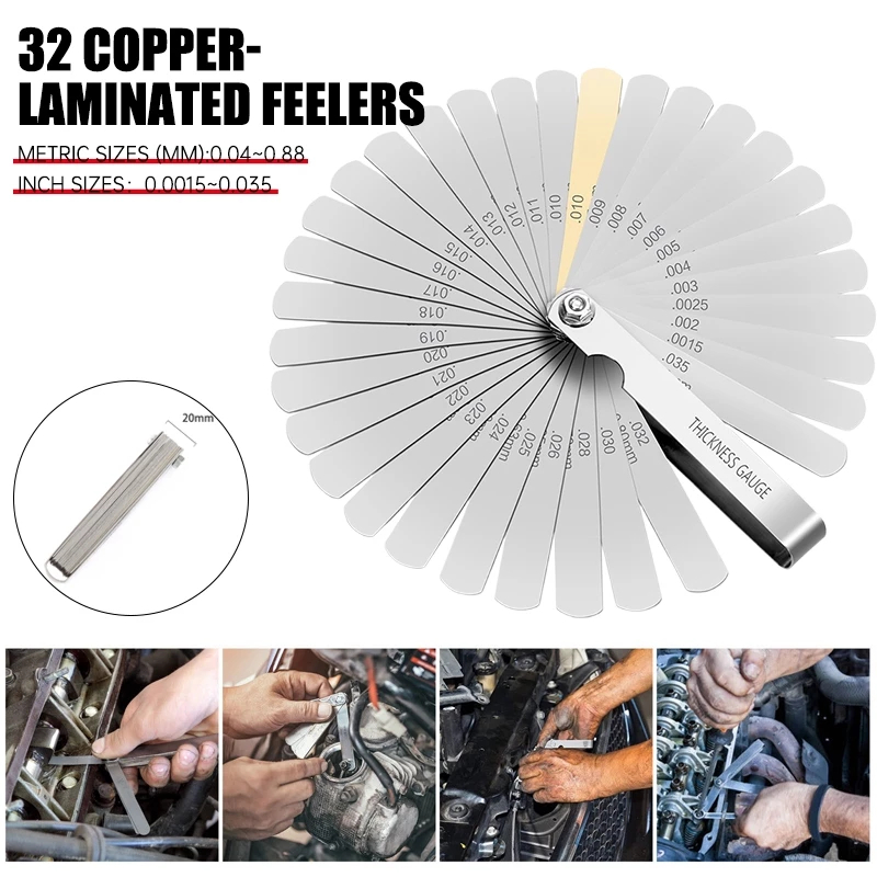 Jual 32 Blades Combination Feeler Gauge Metric Imperial Gapped Filler ...