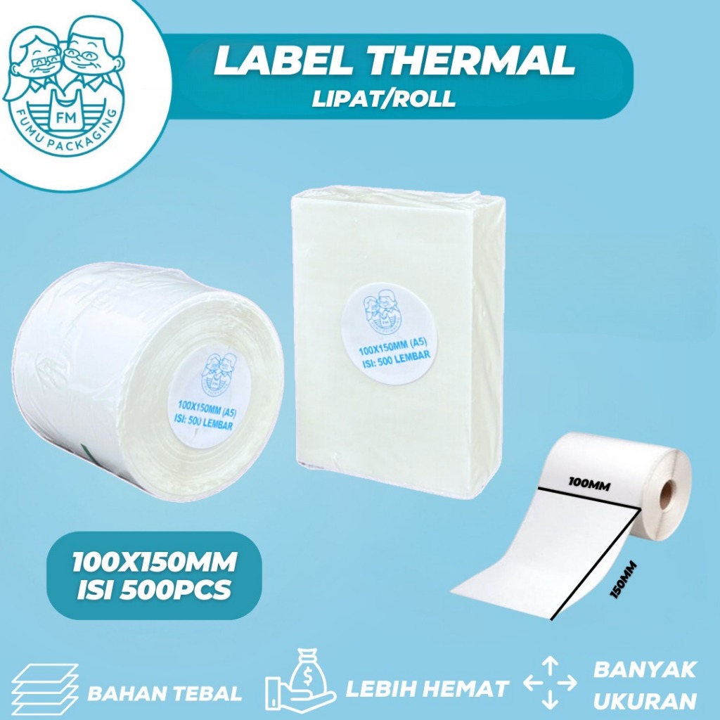 Jual Label stiker Thermal 100x150mm Waterproof / Sticker Label Continuous / Label Kertas Isi ...