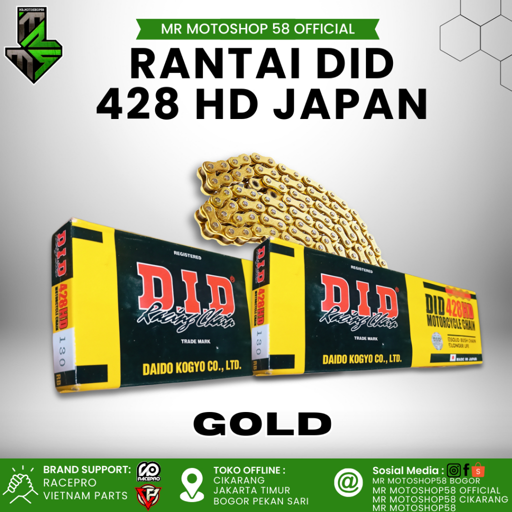 Jual RANTAI 428 HD MADE IN JAPAN RANTAI GOLD 428 RANTE 428 HSBT RANTAI ...