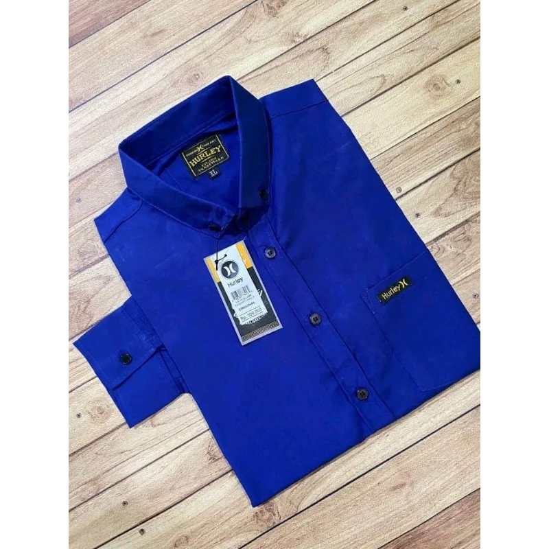 Jual Hem Kemeja Warna biru BCA elektrik elektrik lengan panjang kain ...