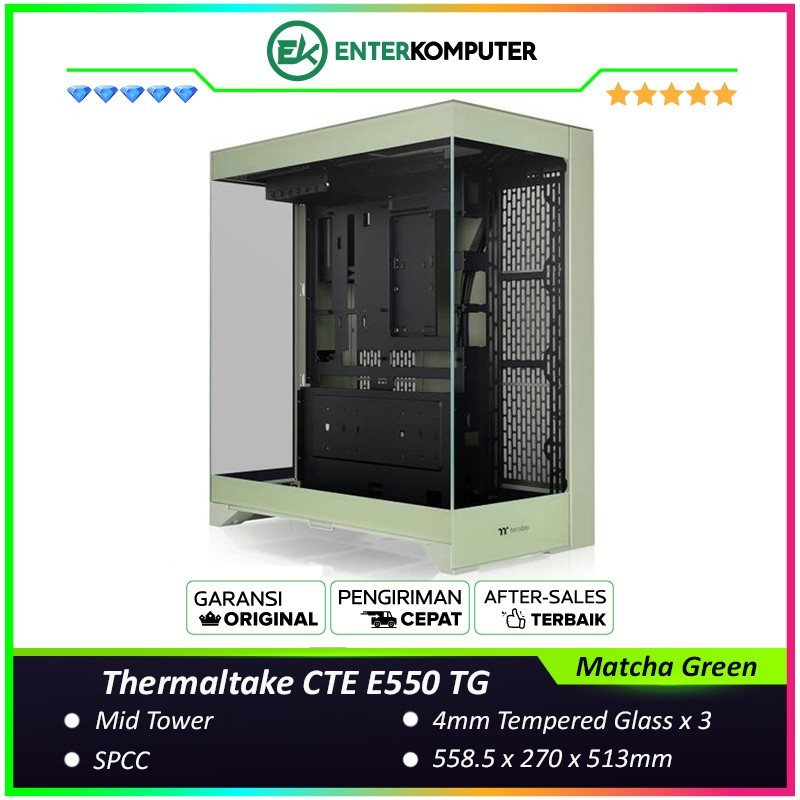 Jual Thermaltake CTE E550 TG Matcha Green Dual Chamber Mid Tower Case | Shopee Indonesia