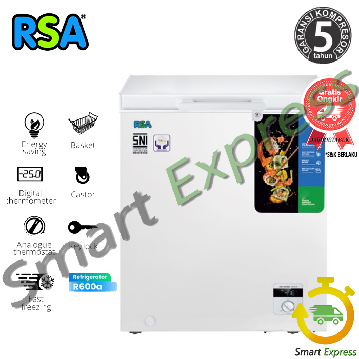 Jual CHEST FREEZER RSA CF160 / CF 160 - (144 LITER / 1 PINTU) | Shopee ...