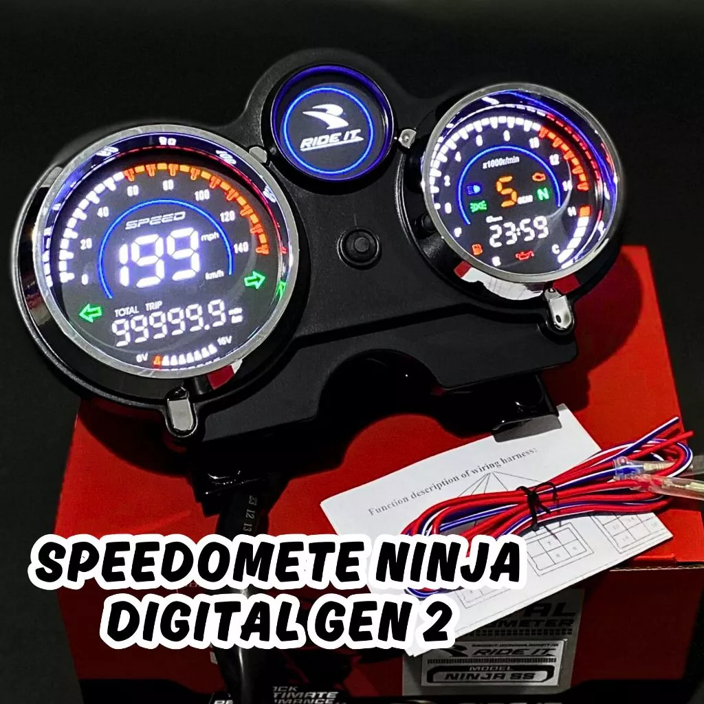 Jual SPEEDOMETER DIGITAL NINJA GEN 2 SOKET PLUS BREKET PNP SPIDOMETER ...