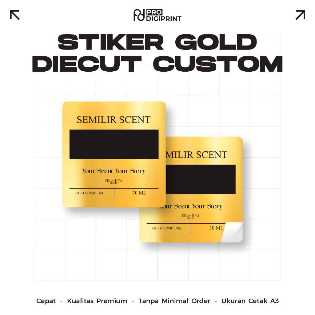 Jual Cetak Sticker Gold Diecut / Sticker Label - Custom Sticker A3 ...