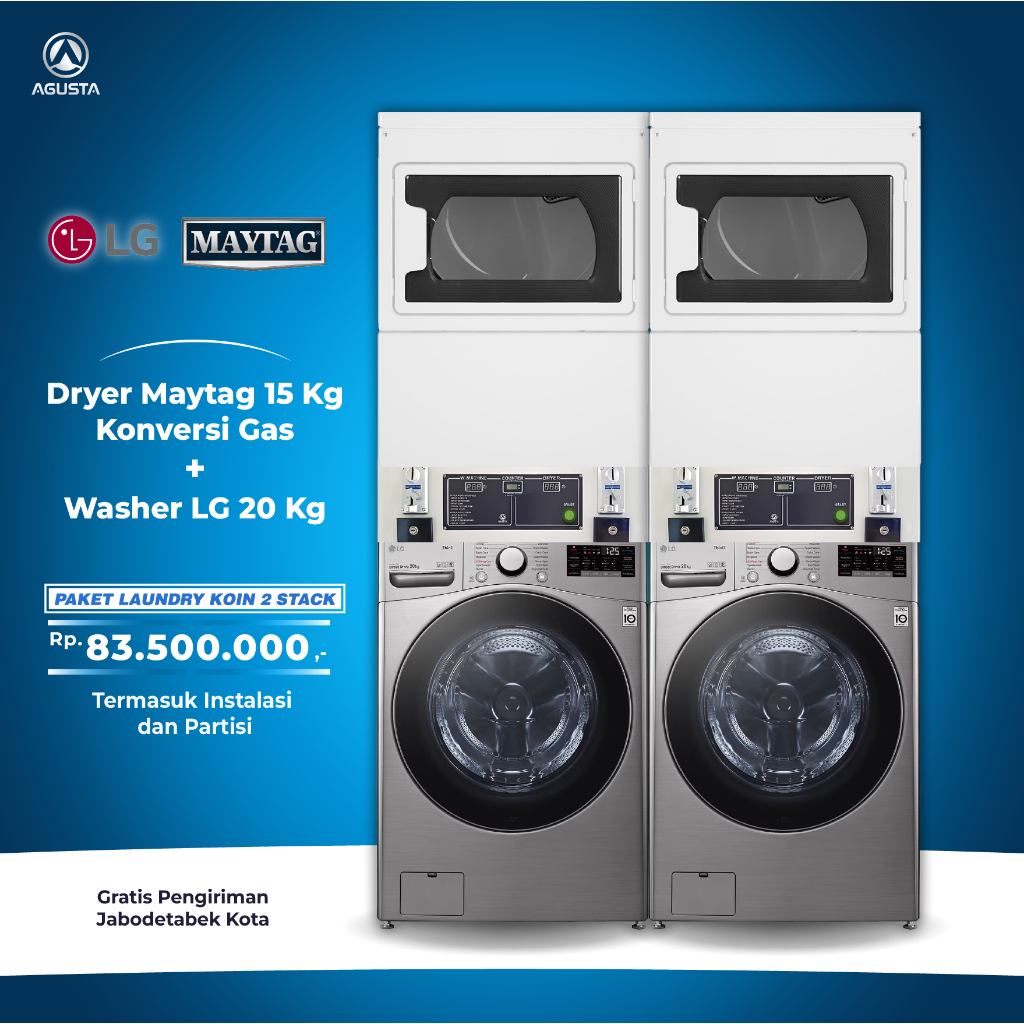 Jual Paket Mesin Laundry 2 Stack Mesin Cuci LG 20kg & Mesin Pengering ...