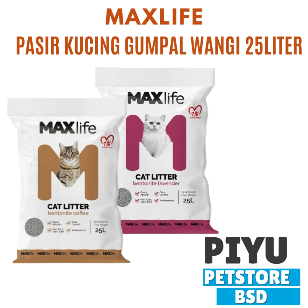 Jual Maxlife Pasir Kucing Gumpal Wangi Bentonite Max Life 25Liter ...