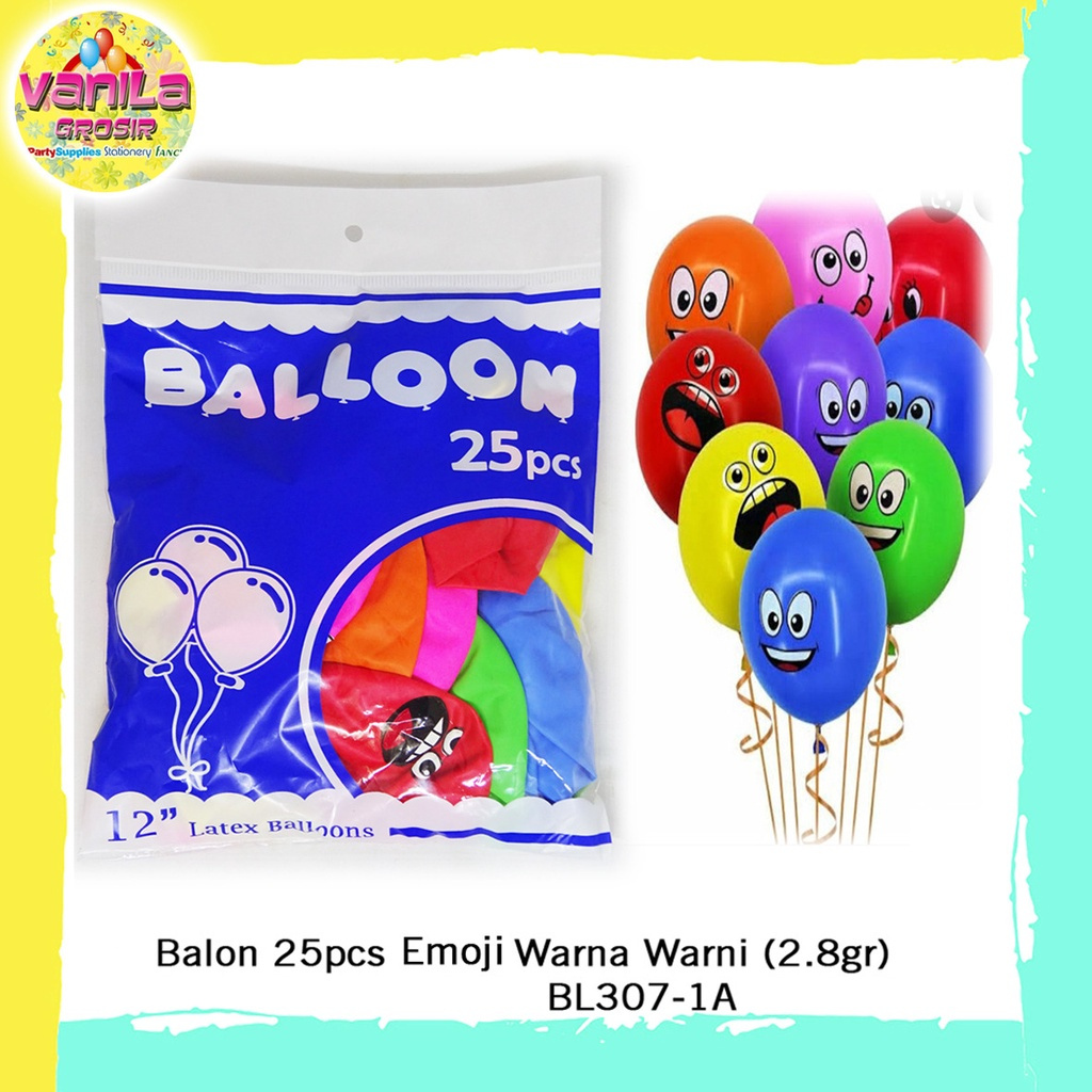 Jual (25Pcs) Balon Karakter Emoji (2,8gr), balon emoji, balon ulang ...