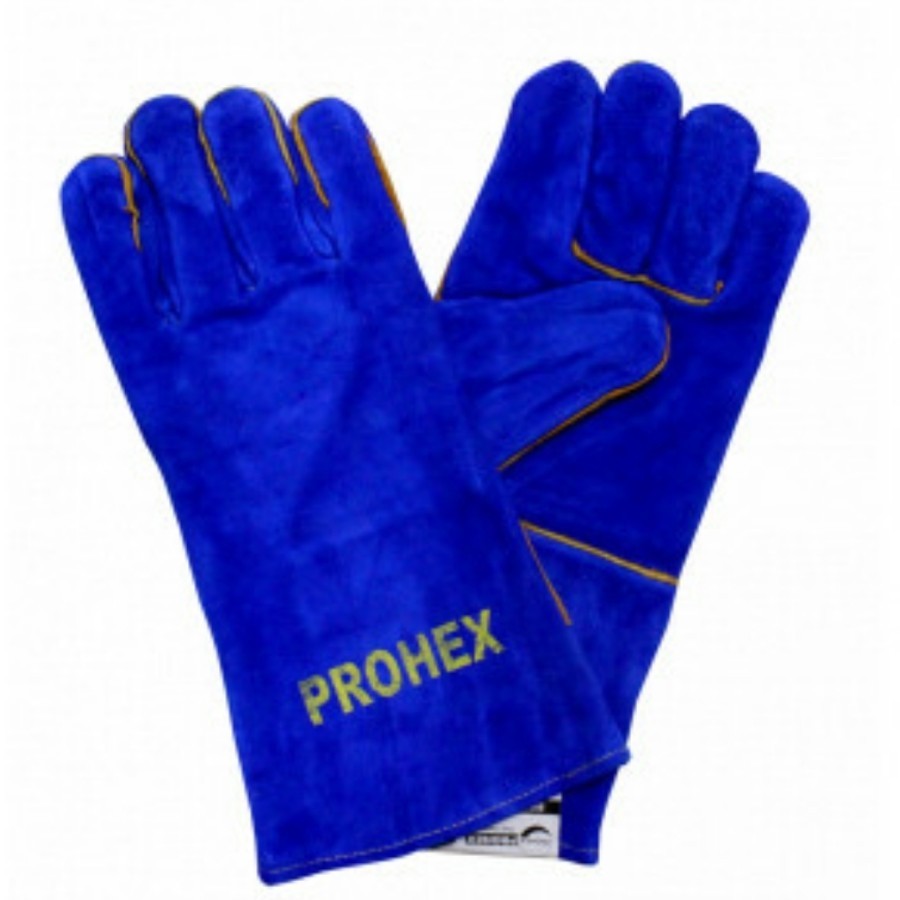 Jual Sarung Tangan Las Kulit Biru 14 Inch Welding Glove Hasston Prohex ...