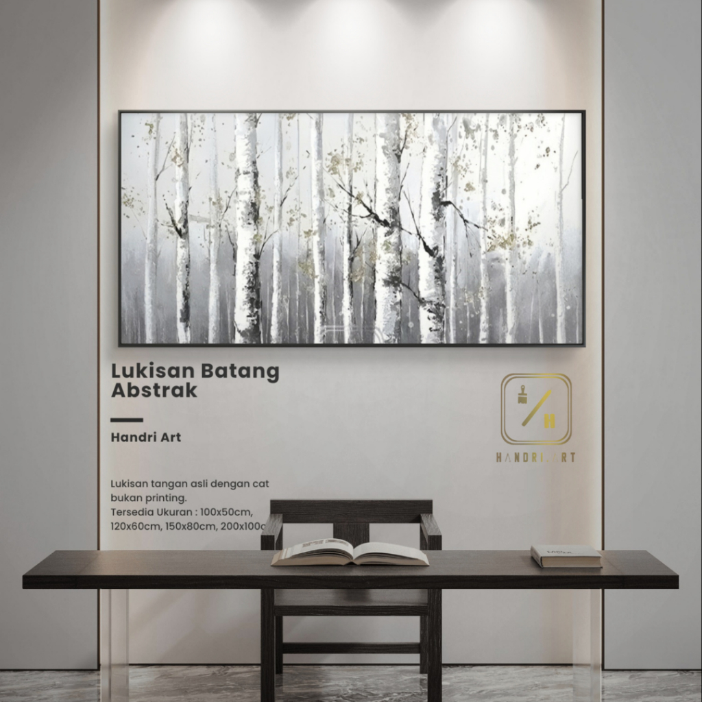 Jual Lukisan Abstrak Pohon Pinus Minimalis Realis full Texture Soft ...