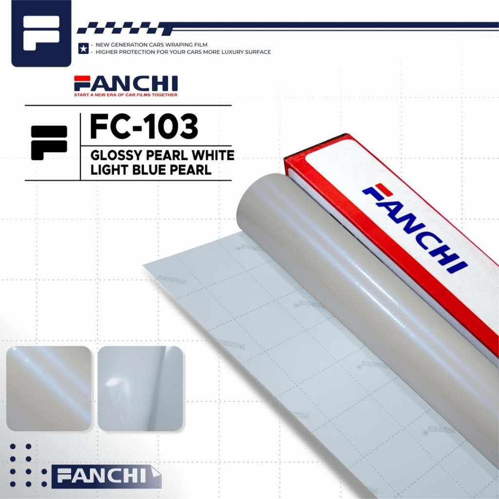 Jual 152cm Sticker FANCHI FC103 Glossy White Pearl Light Blue 152cm ...