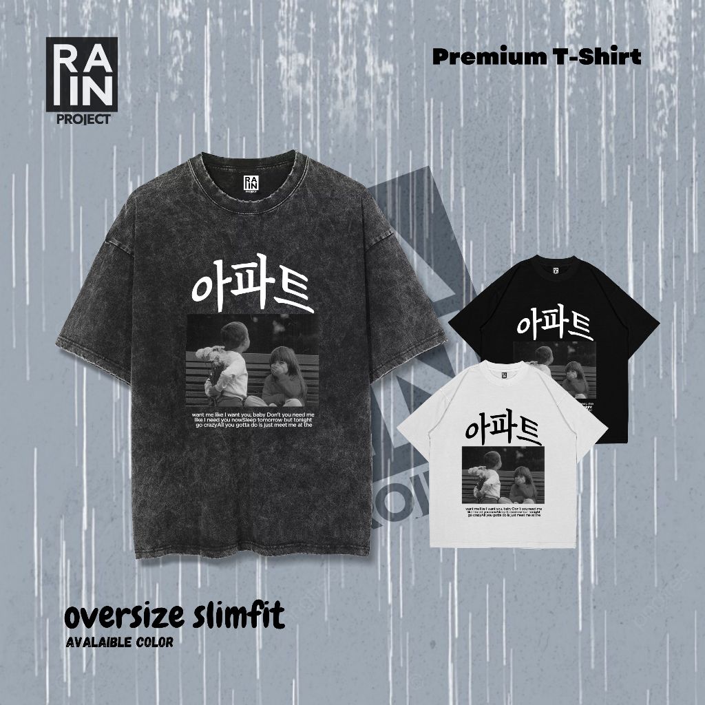 Jual RAIN PROJECT Kaos APT Oversize washed tshirt Stonewash slimfit ...
