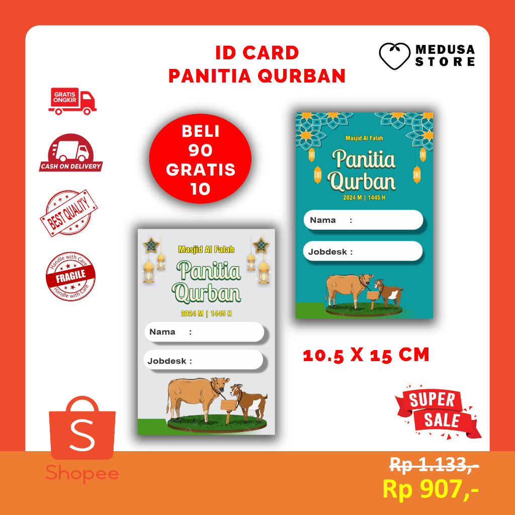 Jual id card name tag panitia peserta pengajian Idul Fitri (10.5x15 ...