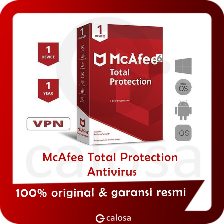 Jual McAfee Total Protection Antivirus Lite Ori 1 Device 1 Year Resmi ...