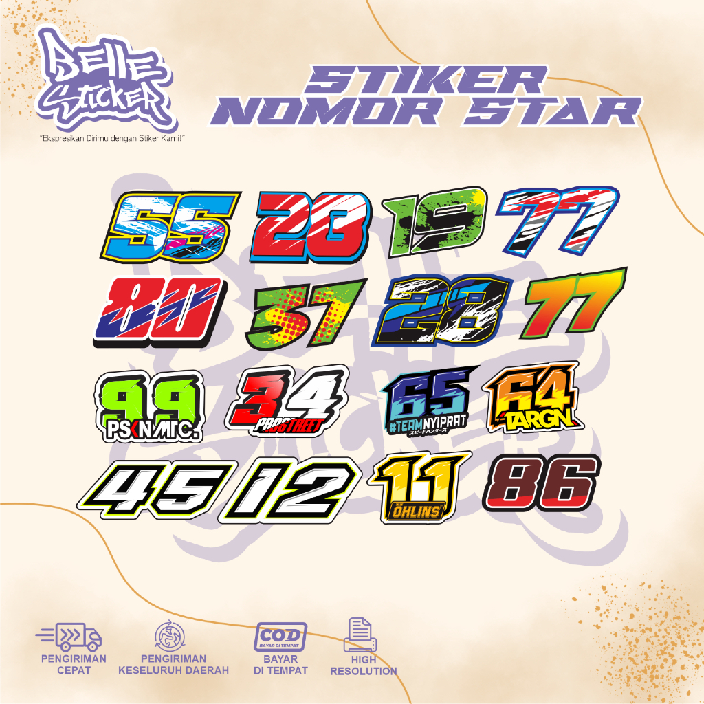 Jual Stiker Nomor Star Road Race Nomor Balap Sticker Decal Racing ...