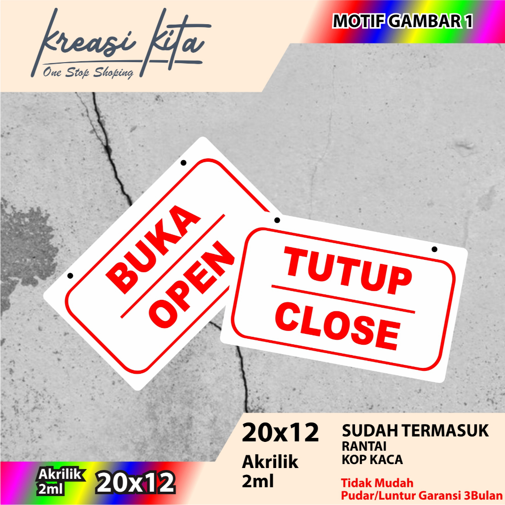 Jual AKRILIK OPEN CLOSE TIPE 1 ACRILYC CUSTOM | Shopee Indonesia