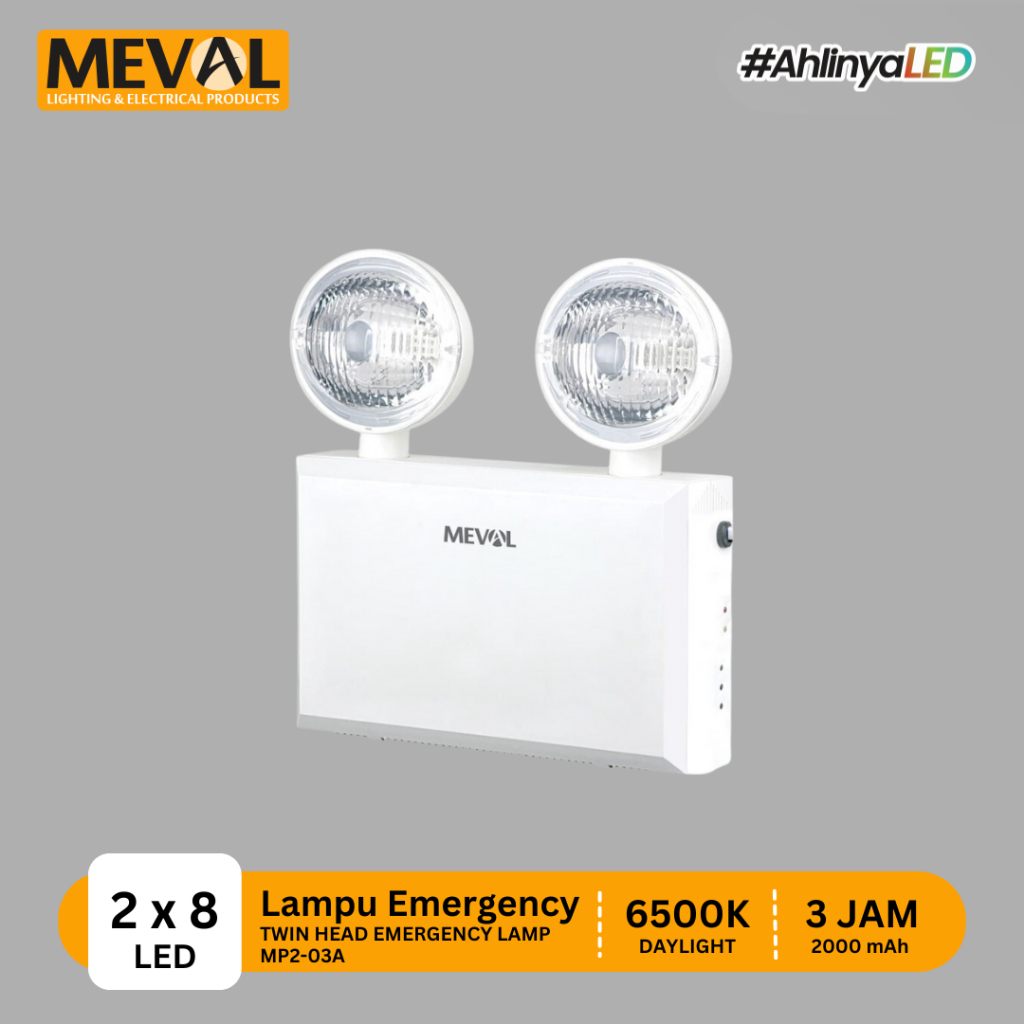 Jual MEVAL Lampu Emergency Compact Twin Head 2x4W - Putih | Shopee ...