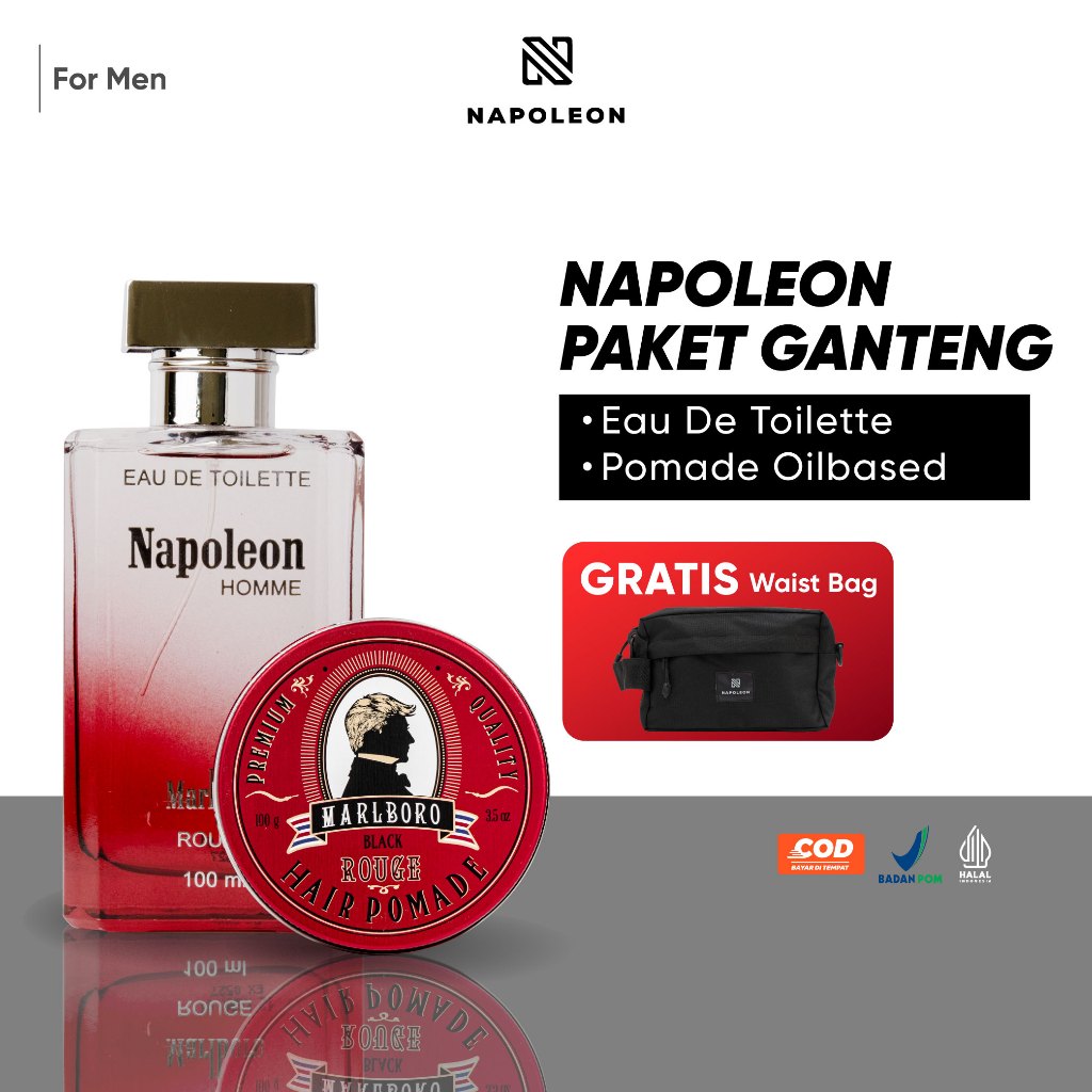 Jual (GRATIS TAS) NAPOLEON Parfum Pria EDT Rouge + Pomade Oilbased ...