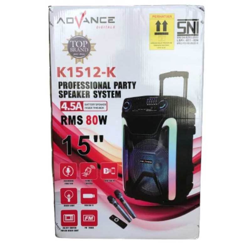 Jual ADVANCE Portable K1512-K Speaker 15" BLUETOOTH KARAOKE - GARANSI RESMI | Shopee Indonesia