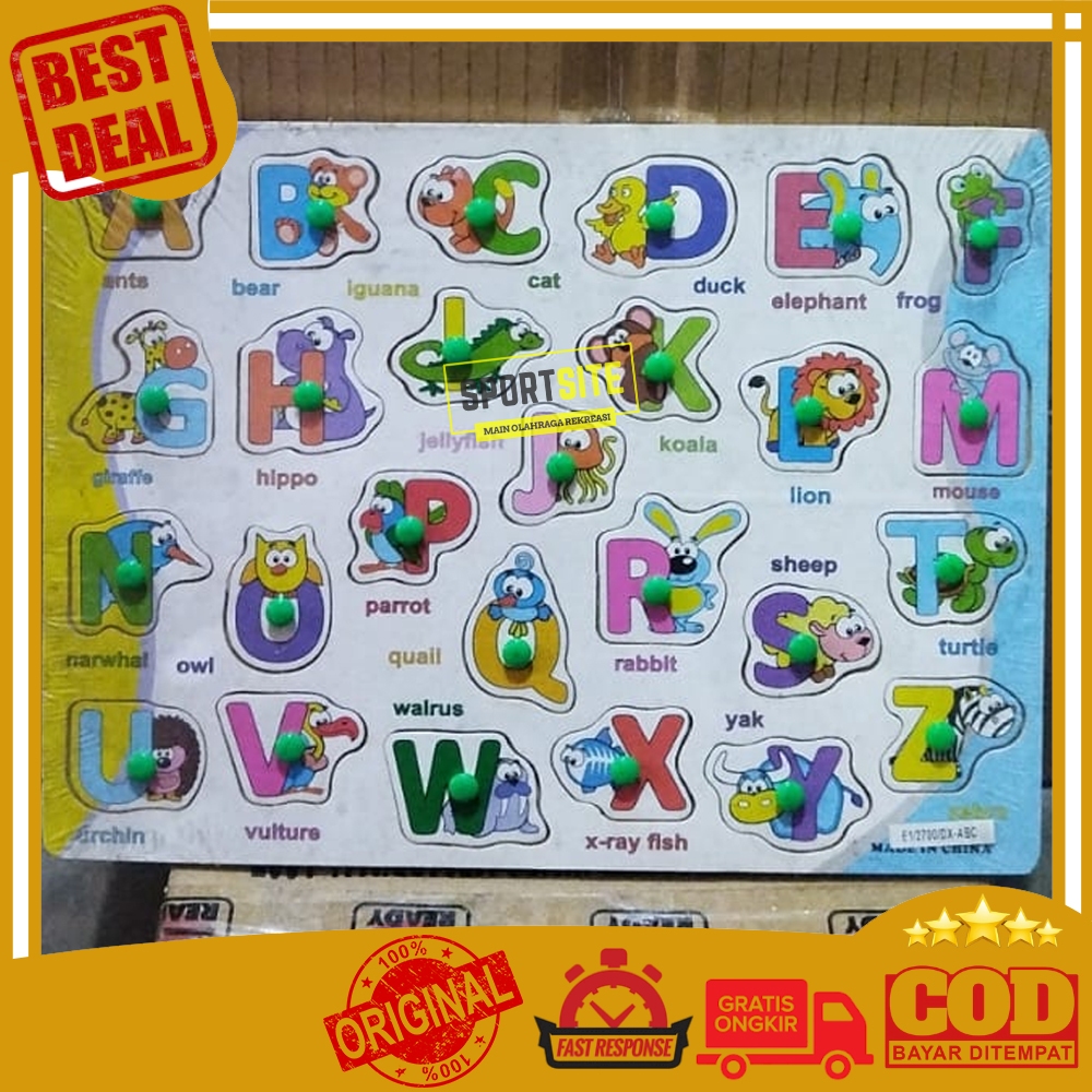 Jual Puzzle Kayu Abjad Besar Huruf Gambar Hewan Binatang Mainan ...