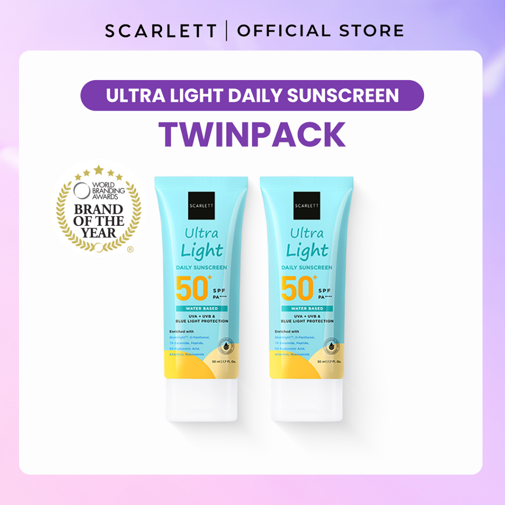 Jual SCARLETT [Oily Skin Friendly] Twin Pack Ultra Light Daily Sunscreen SPF 50+ PA++++ [Water ...