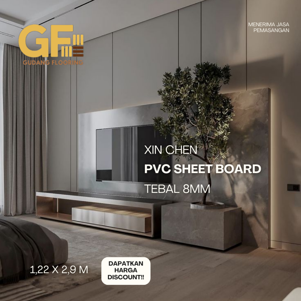 Jual PVC Sheet Board (Wallboard) Panel XIN CHEN Tebal 8mm / Hiasan ...
