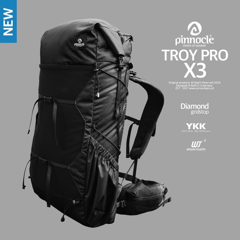 Jual Troy Pro X3 38L Backpack Diamond Gridstop - Black | Shopee Indonesia