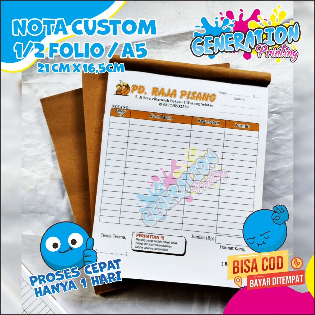 Jual NOTA BON CUSTOM NAMA SENDIRI 1/2 ISI 50 LEMBAR FREE DESAIN NAMA ...