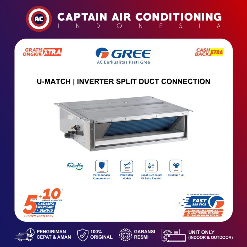 Jual GREE AC Split Duct Inverter GULD-50PS1/A-S 2 PK | Shopee Indonesia